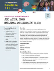 Marijuana and Adolescent Health Classroom Activity – Ask, Listen, Learn
