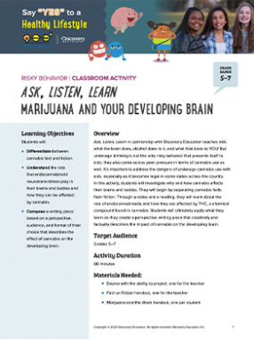 Marijuana and Your Developing Brain Classroom Activity – Ask, Listen, Learn